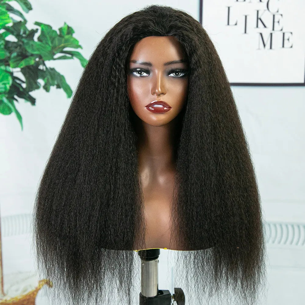 Kinky Straight Human Hair Half Wig with Drawstring – Ywigs