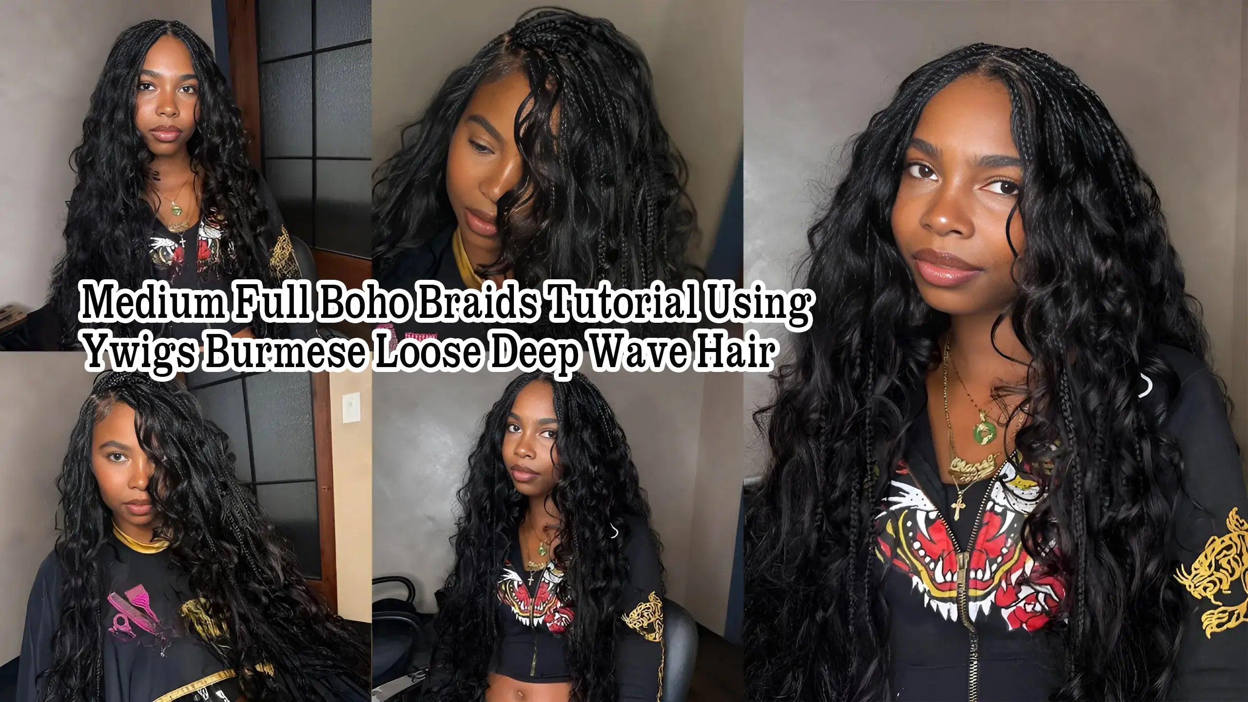 Medium Boho Braids Tutorial with Ywigs Loose Deep Wave