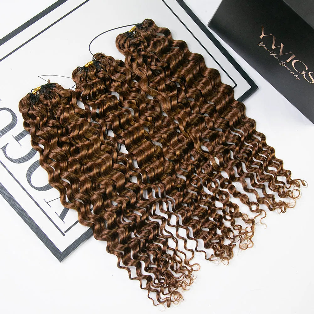 #30 Light Brown Water Wave Human Crochet Hair – Ywigs