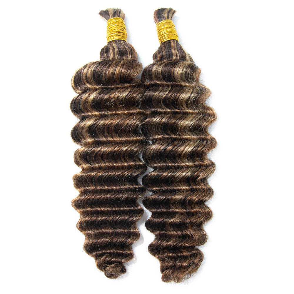 #4/#27/#30 Mix Color Blend Deep Wave Bulk Human Braiding Hair – Ywigs