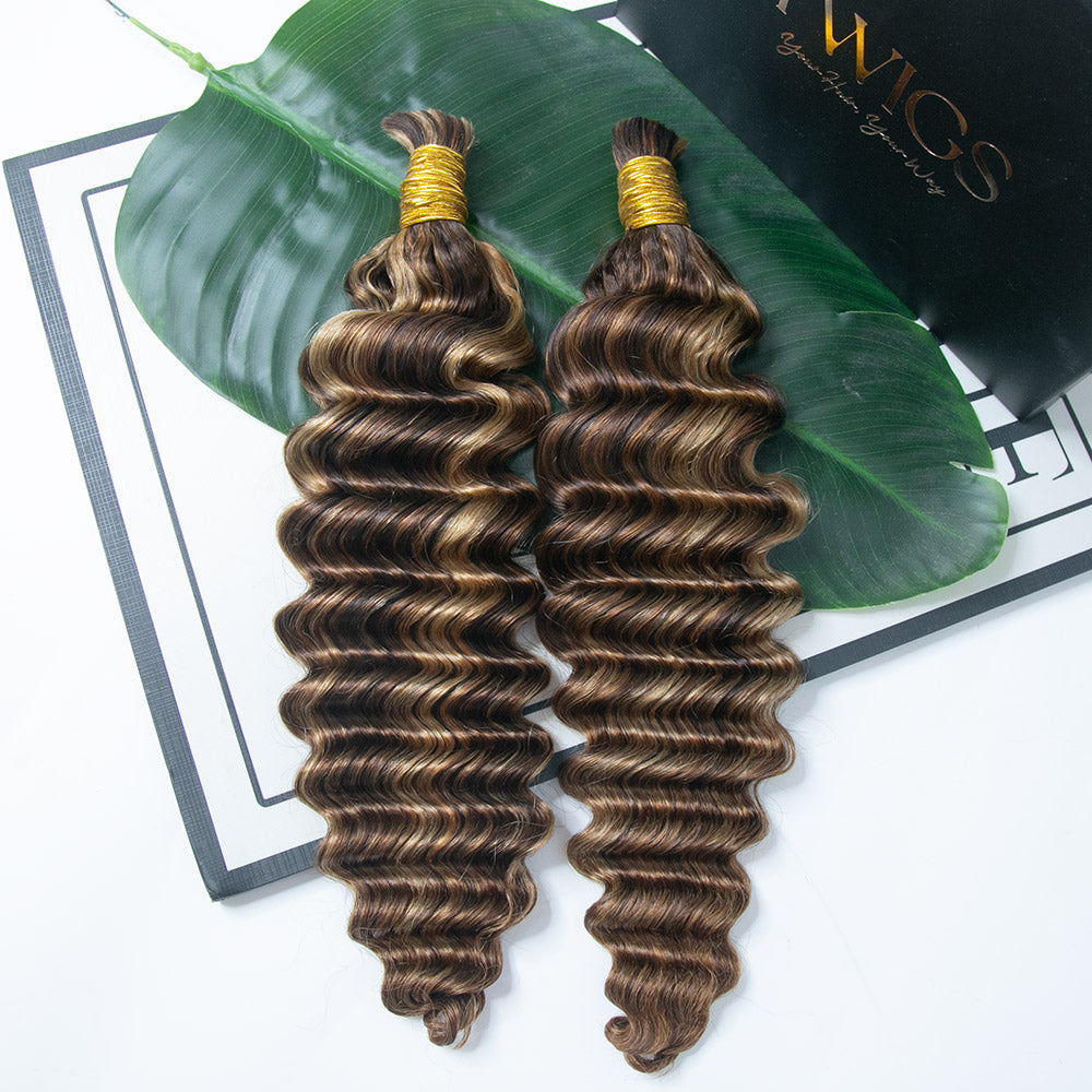 #4/#27/#30 Mix Color Blend Deep Wave Bulk Human Braiding Hair – Ywigs