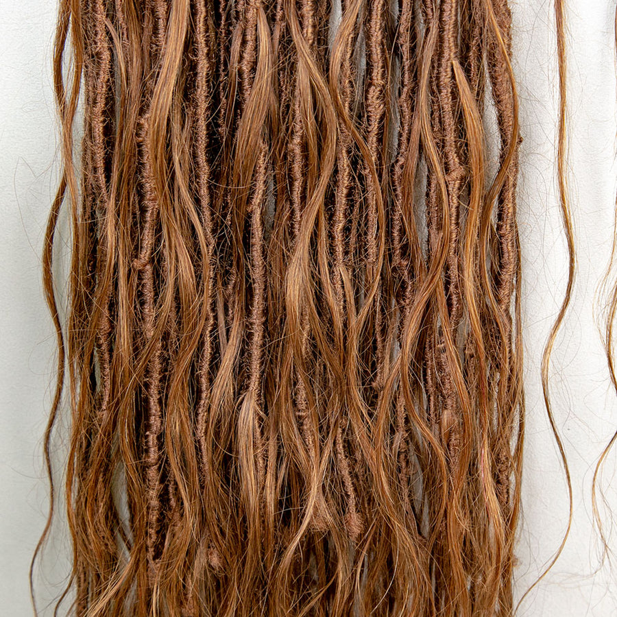 Pre-looped Light Auburn Human Hair Crochet Boho Locs With Body Wave Cu ...