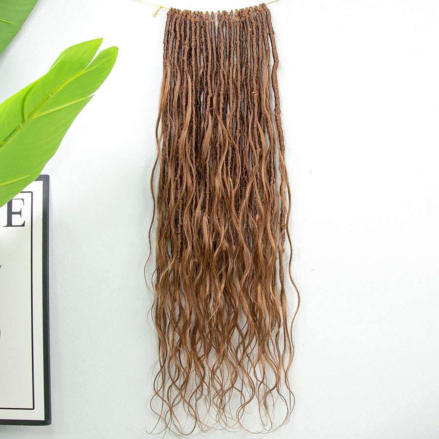 Pre-looped Light Auburn Human Hair Crochet Boho Locs With Body Wave Cu ...
