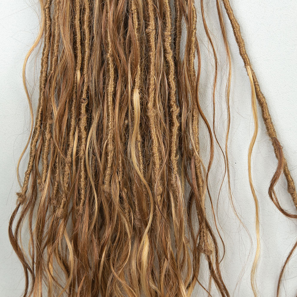 Mixed Blonde Brown Pre-looped Human Hair Crochet Goddess Locs With Bod ...