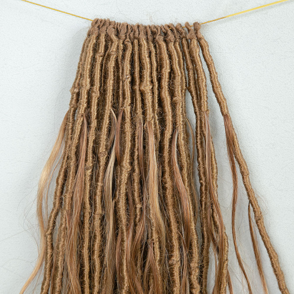 Mixed Blonde Brown Pre-looped Human Hair Crochet Goddess Locs With Bod ...