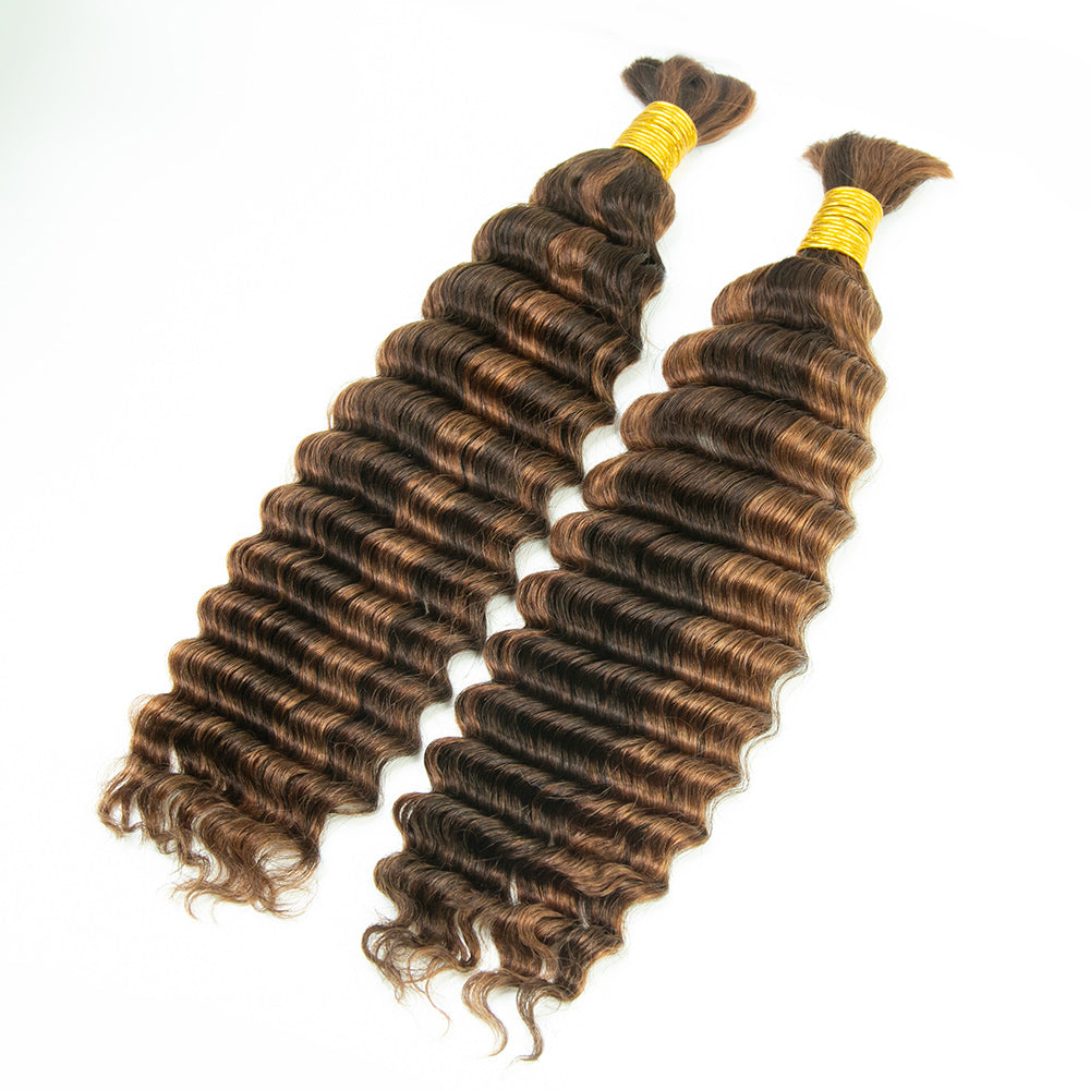 #4/#30 Piano Color Deep Wave Bulk Hair Extensions for Braiding – Ywigs