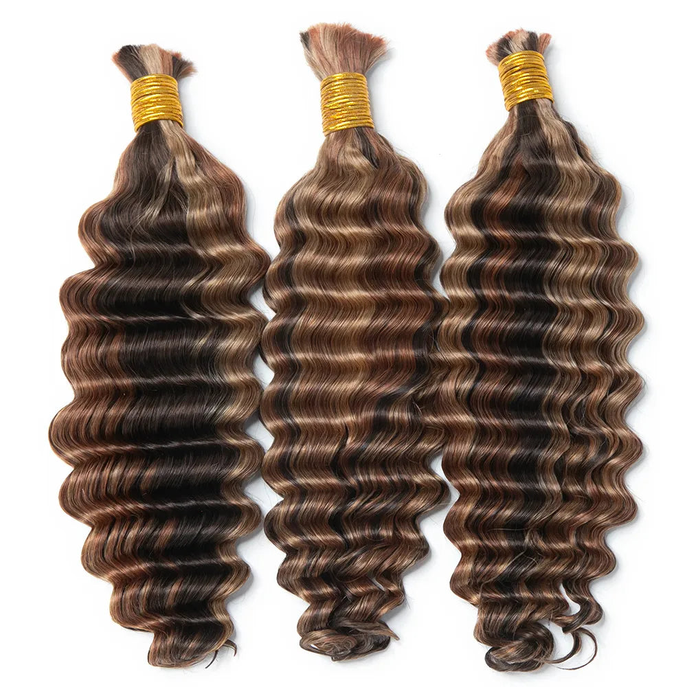 Double Drawn Burmese #4/#27/#30 Mix Color Blend Deep Wave Human Hair B ...