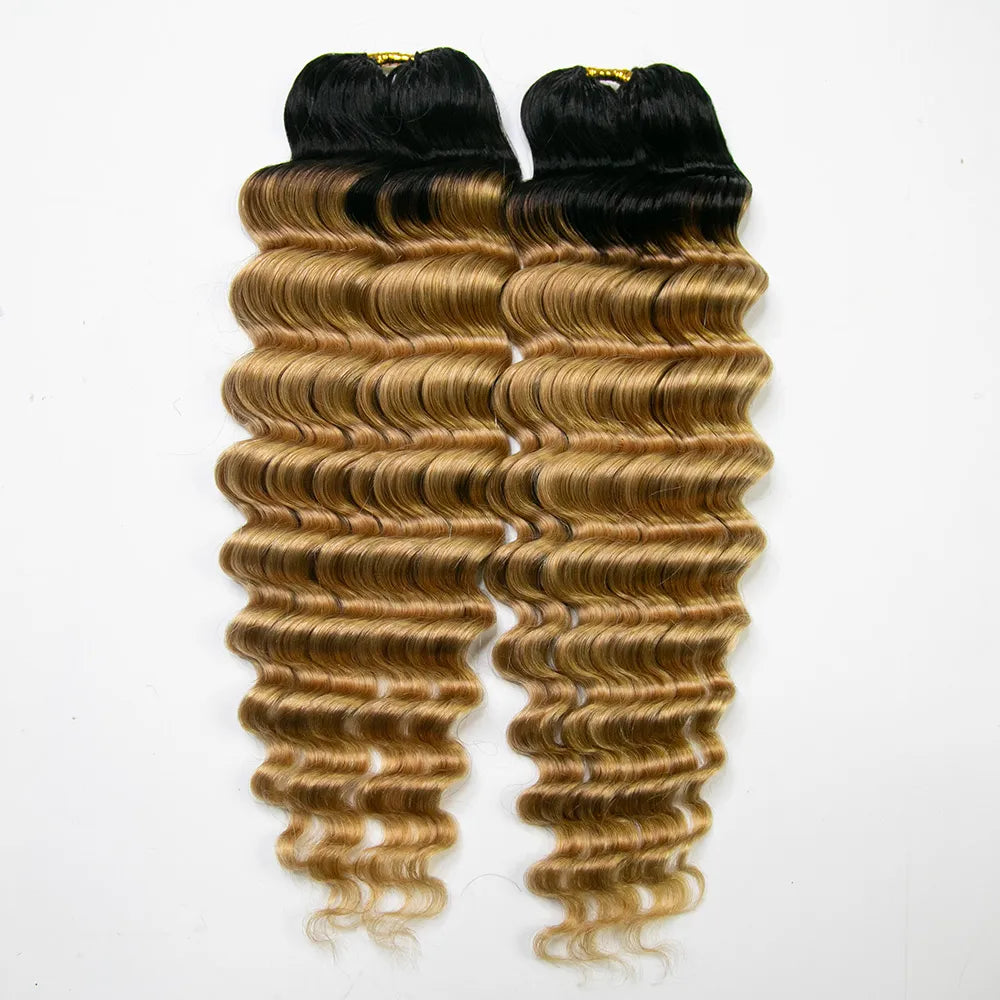 Ywigs #T1B/27 Ombre Deep Wave Crochet Hair – Natural Style